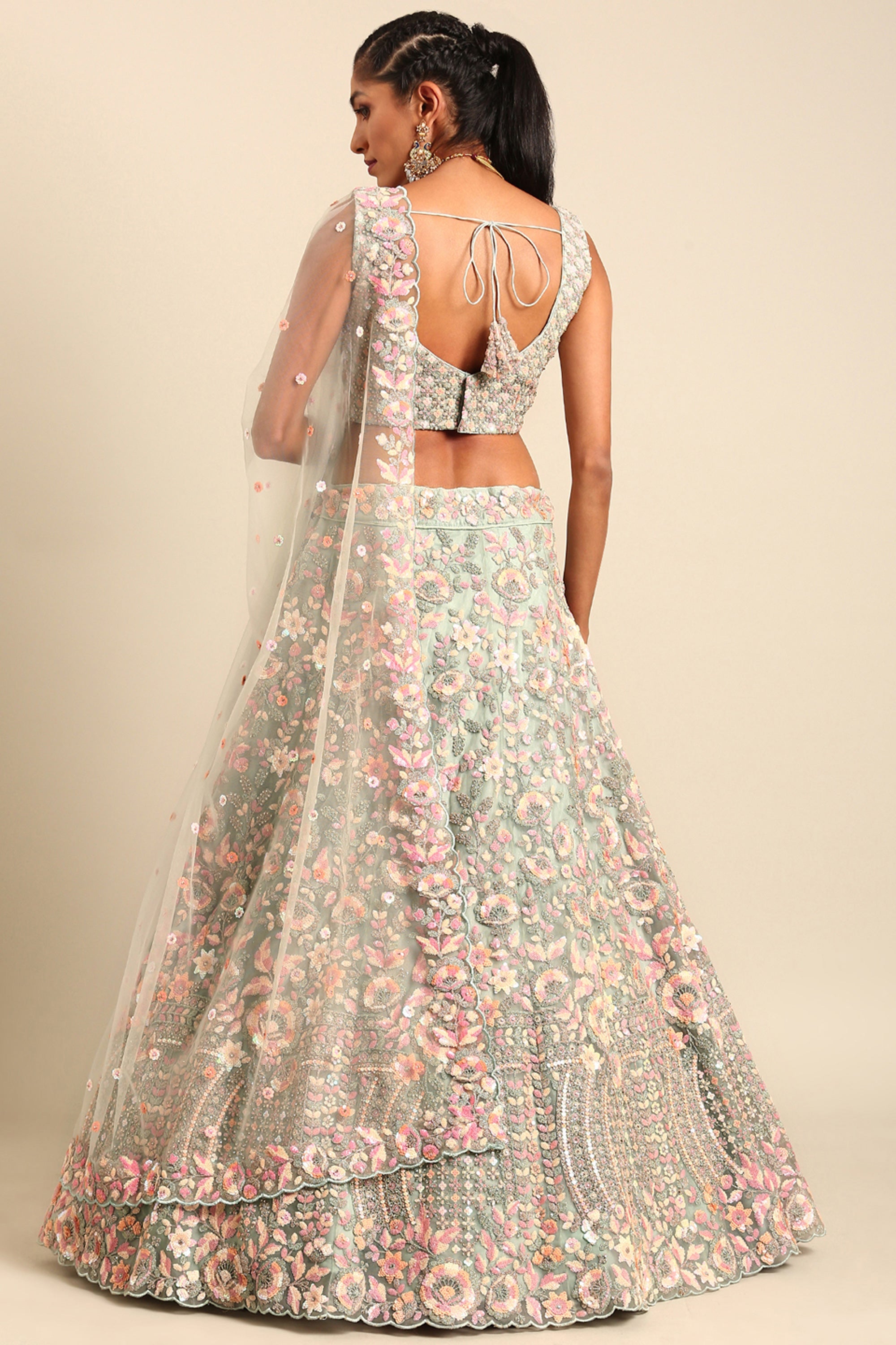 Sea Green Sequins Work Designs Wedding Wear Lehenga And Enigmatic Blou